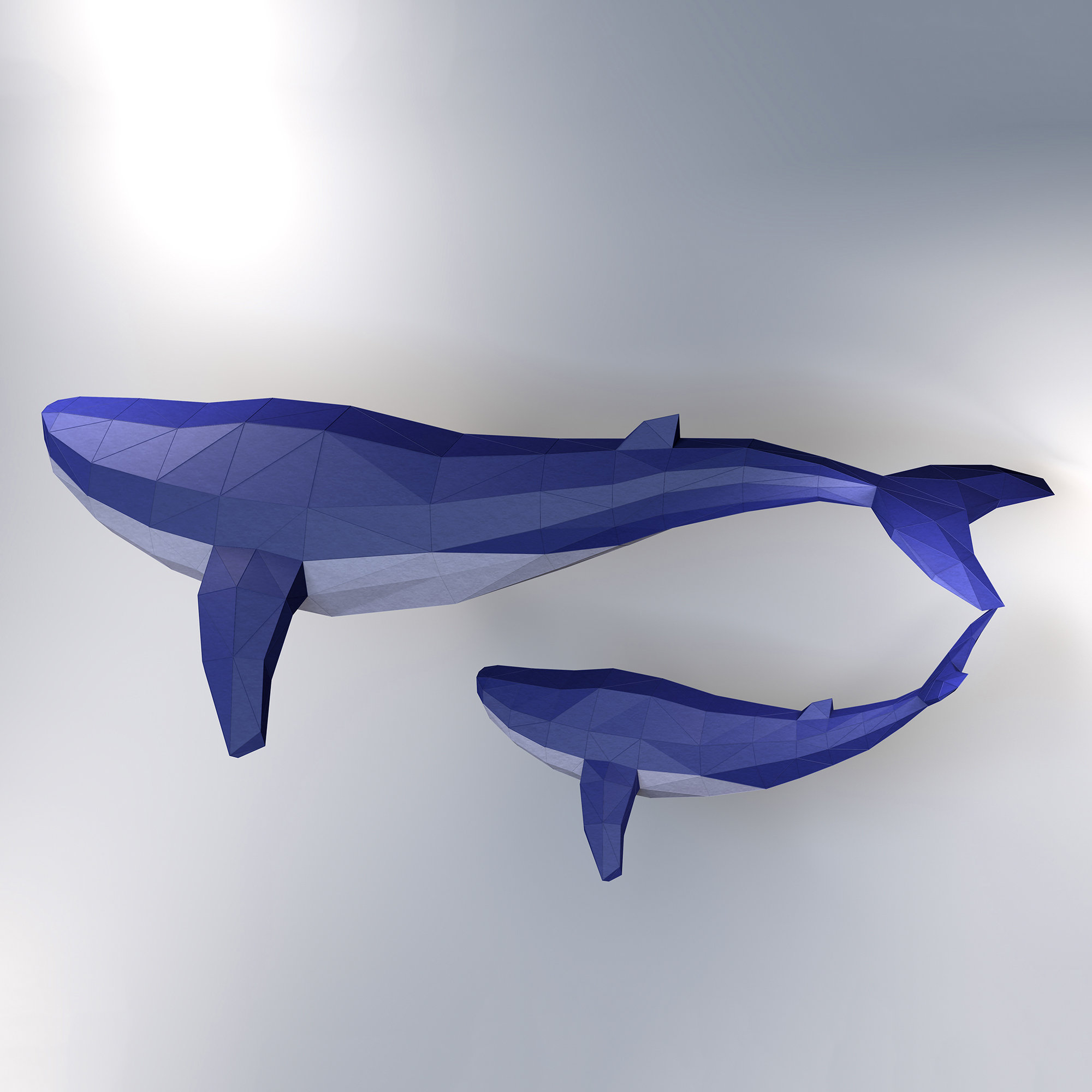Whale 3D Papercraft Kit Animal Trophy Statue, Whale Figure Low Poly ...
