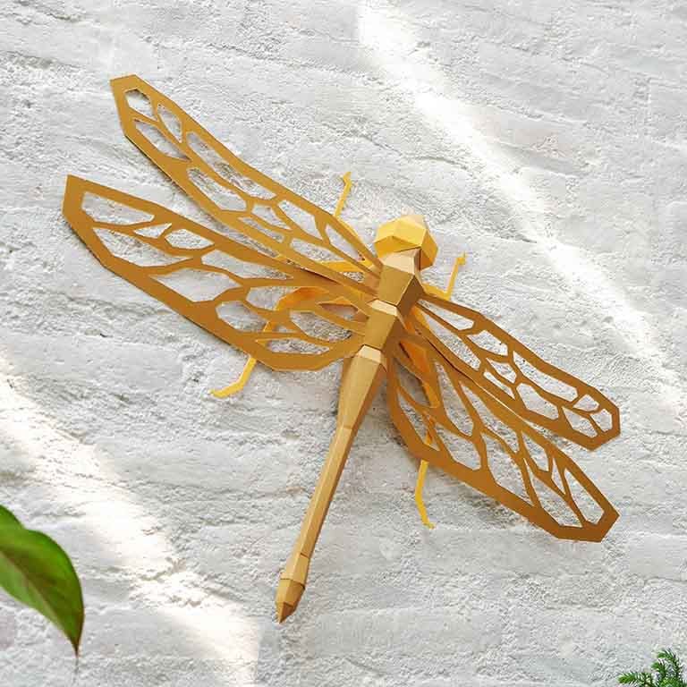 Dragonfly 3D Papercraft Kit Animal Wall Art Decor, Low Poly Paper Craft ...