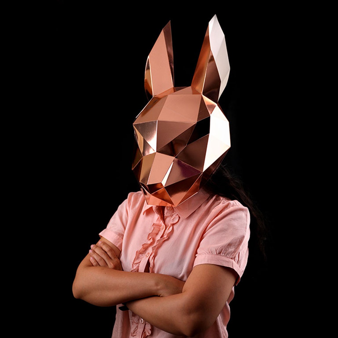 Rabbit Mask 3D Papercraft Low Poly DIY Paper Mask Kit - Etsy UK