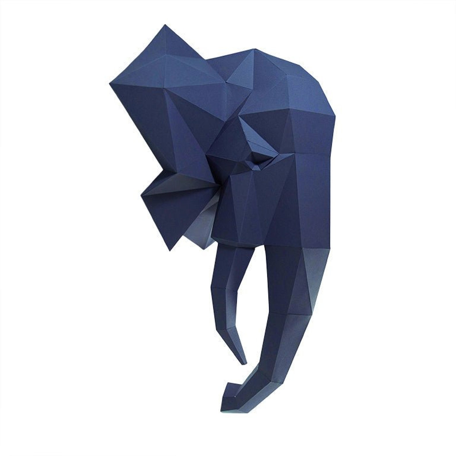 Elephant Head 3D Papercraft Kit Animal Wall Art Decor Low - Etsy