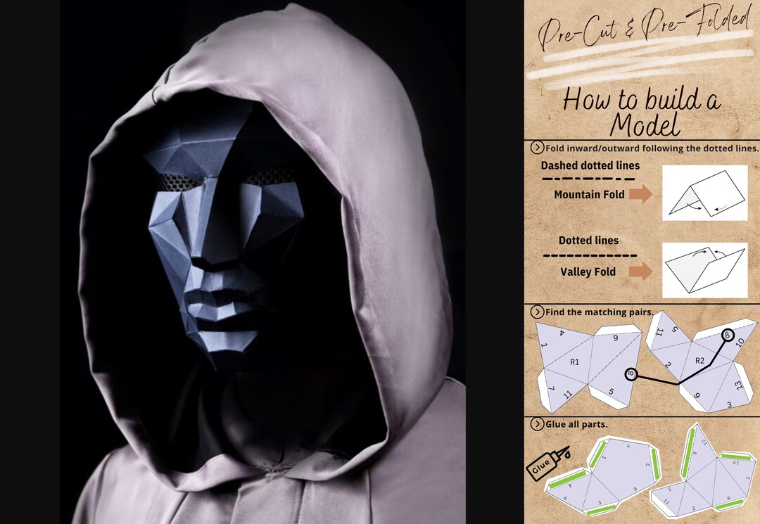Front Man Mask DIY - Paper Head Mask Kit, Pre-cut & Pre-folded - Etsy