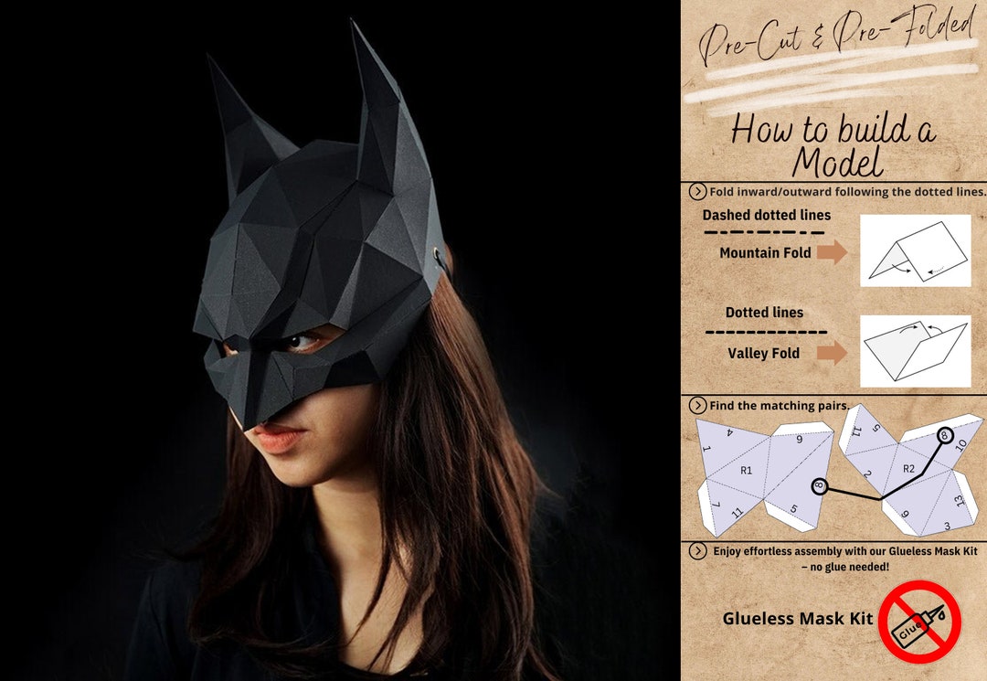 Bat Mask DIY Paper Head Mask Kit, Pre-cut & Pre-folded - Etsy