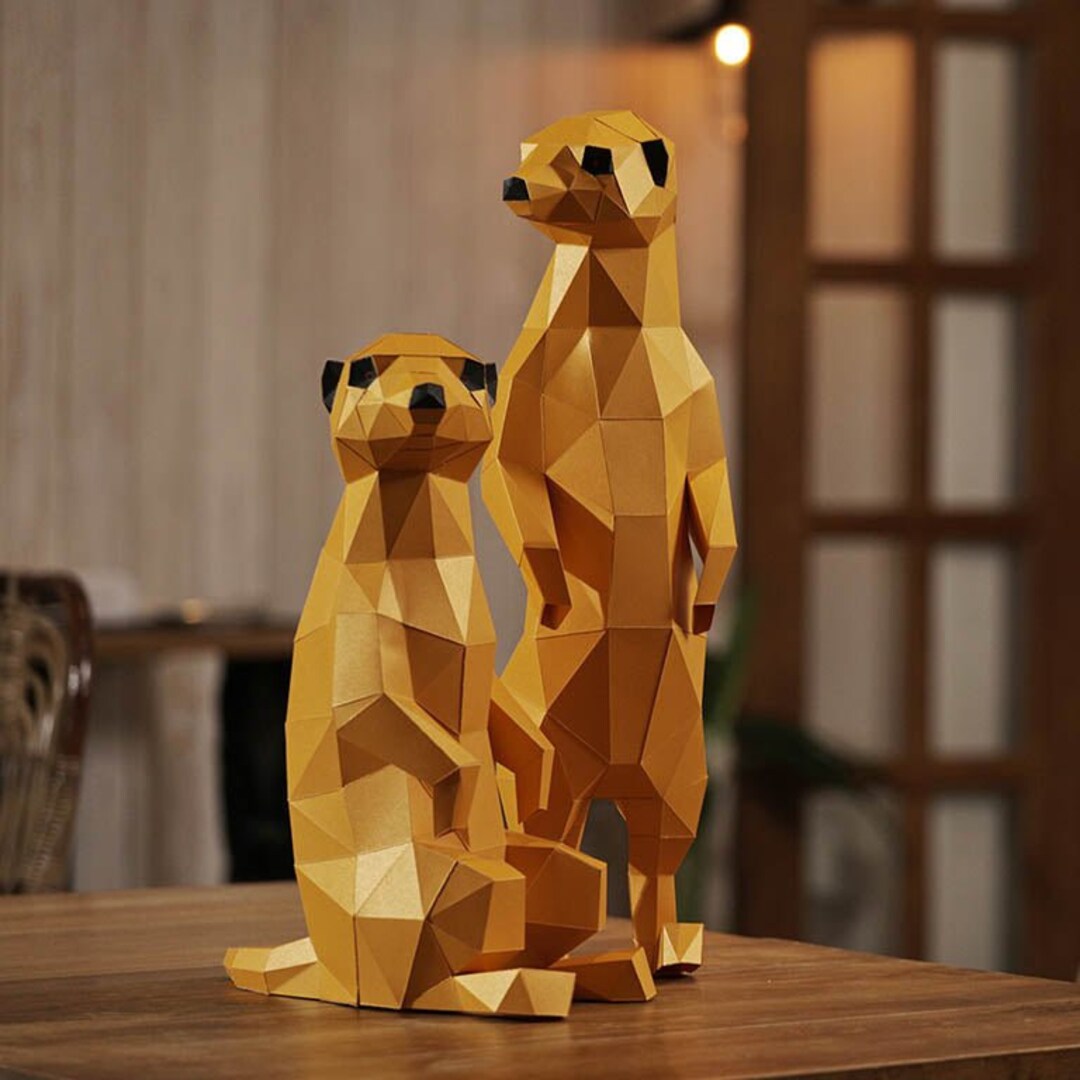 Meerkats 3D Papercraft Kit Animal Trophy Statue Meerkats - Etsy