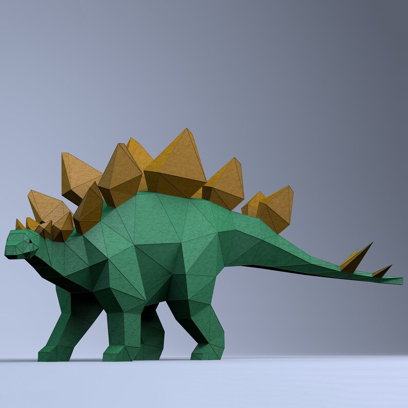 Stegosaurus 3D Papercraft Kit Animal Trophy Statue, Dinosaur Figure Low ...