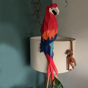 Macaw 3D Papercraft Kit - Animal Wall Art Decor, Bird Low Poly Paper ...