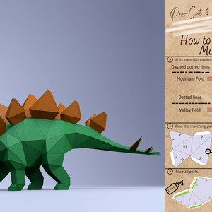 Stegosaurus 3D Papercraft Kit Animal Trophy Statue, Dinosaur Figure Low ...
