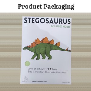 Stegosaurus 3D Papercraft Kit Animal Trophy Statue, Dinosaur Figure Low ...