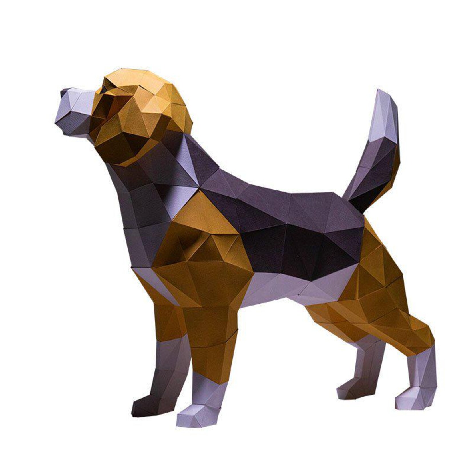 Beagle 3D Papercraft Kit - Animal Trophy Statue, Beagle Dog Figure Low ...