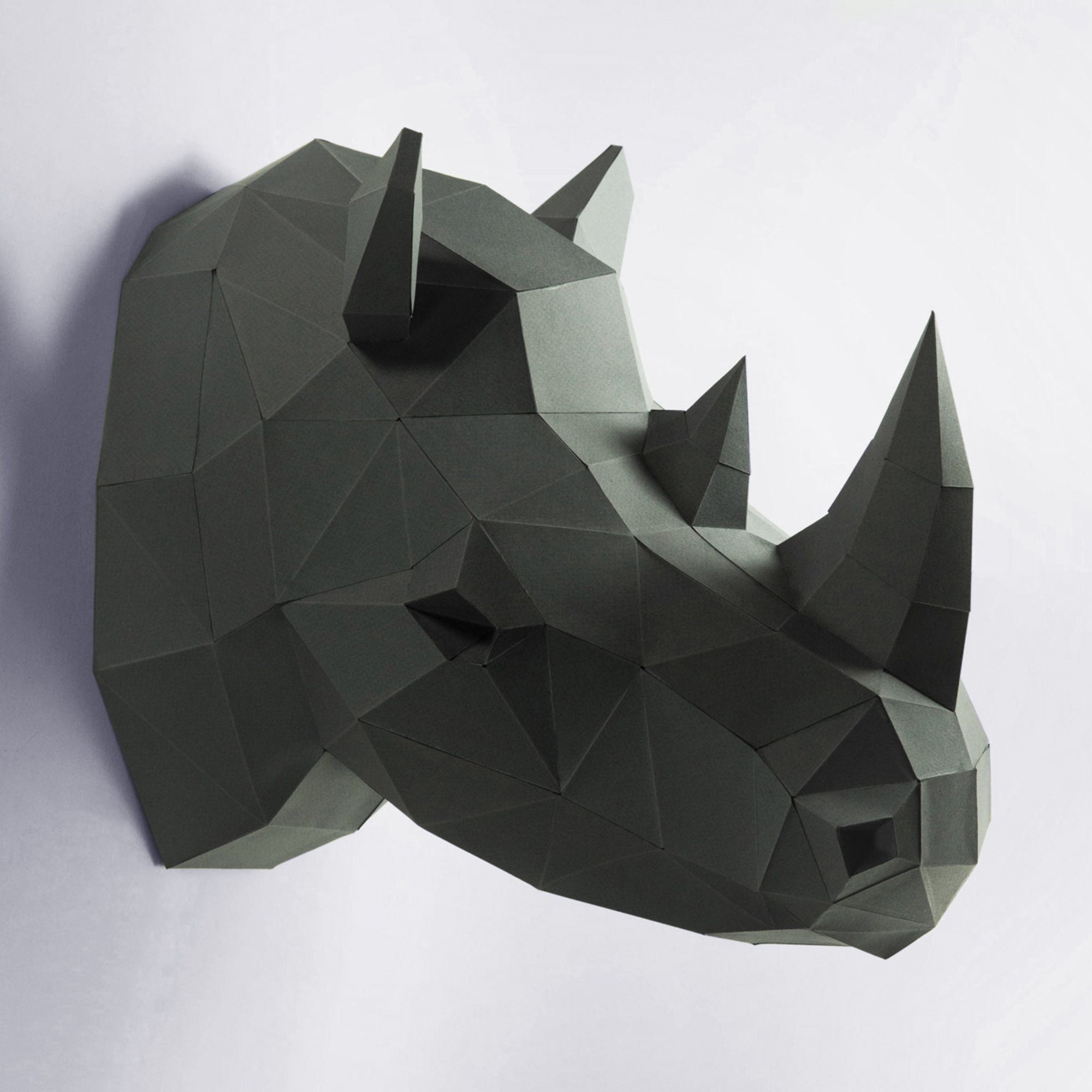 Rhino Head 3D Papercraft Kit Animal Wall Art Decor - Etsy