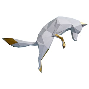 Fox Pounce 3D Papercraft Kit - Animal Wall Art Decor, Low Poly Paper ...