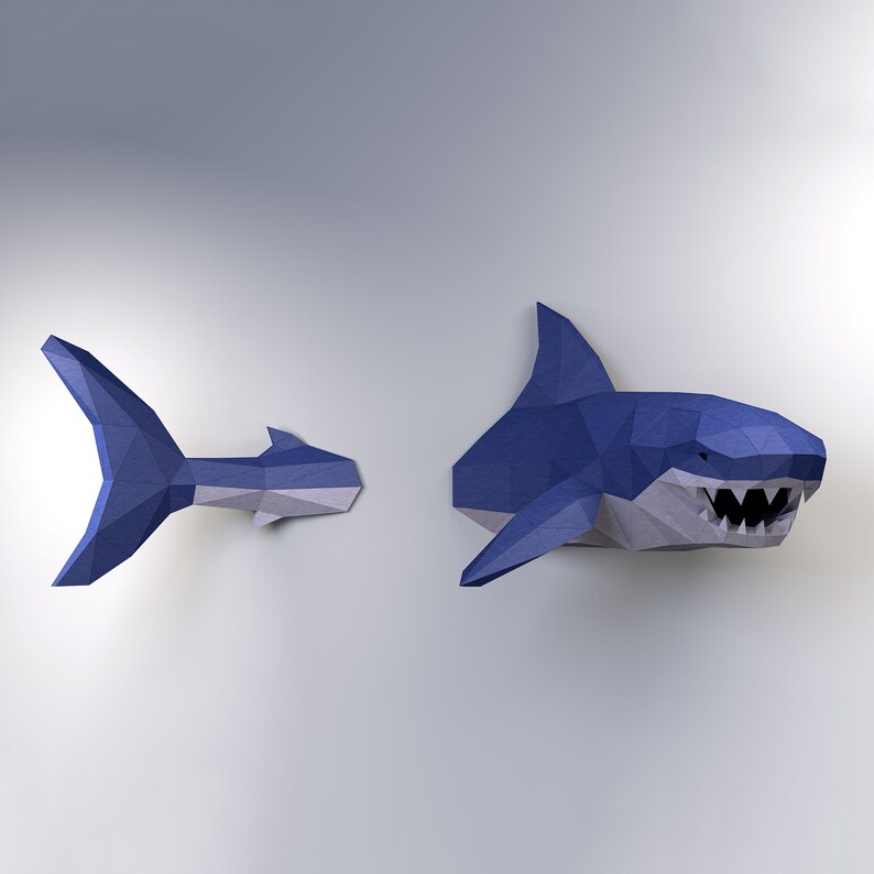 Shark 3D Papercraft Kit Animal Wall Art Decor Low Poly - Etsy