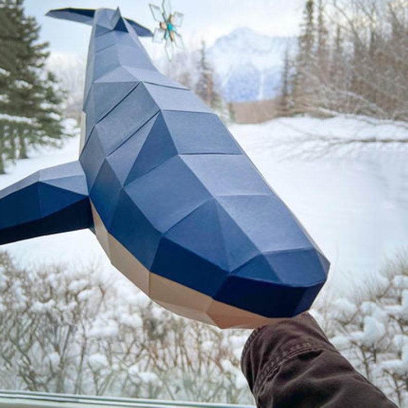 Whale 3D Papercraft Kit Animal Trophy Statue, Whale Figure Low Poly ...