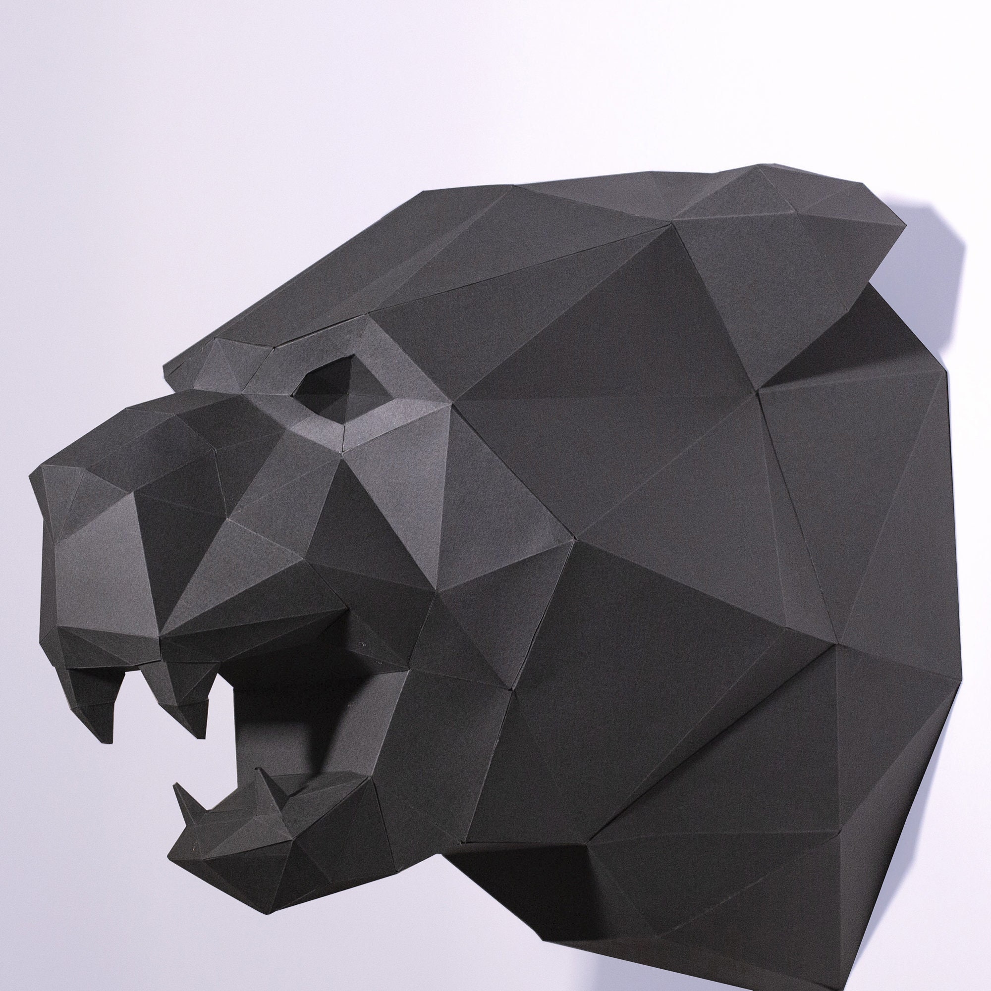 Panther Head 3D Papercraft Kit Animal Wall Art Decor, Low Poly Paper ...