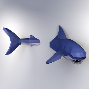 Shark 3D Papercraft Kit Animal Wall Art Decor Low Poly - Etsy