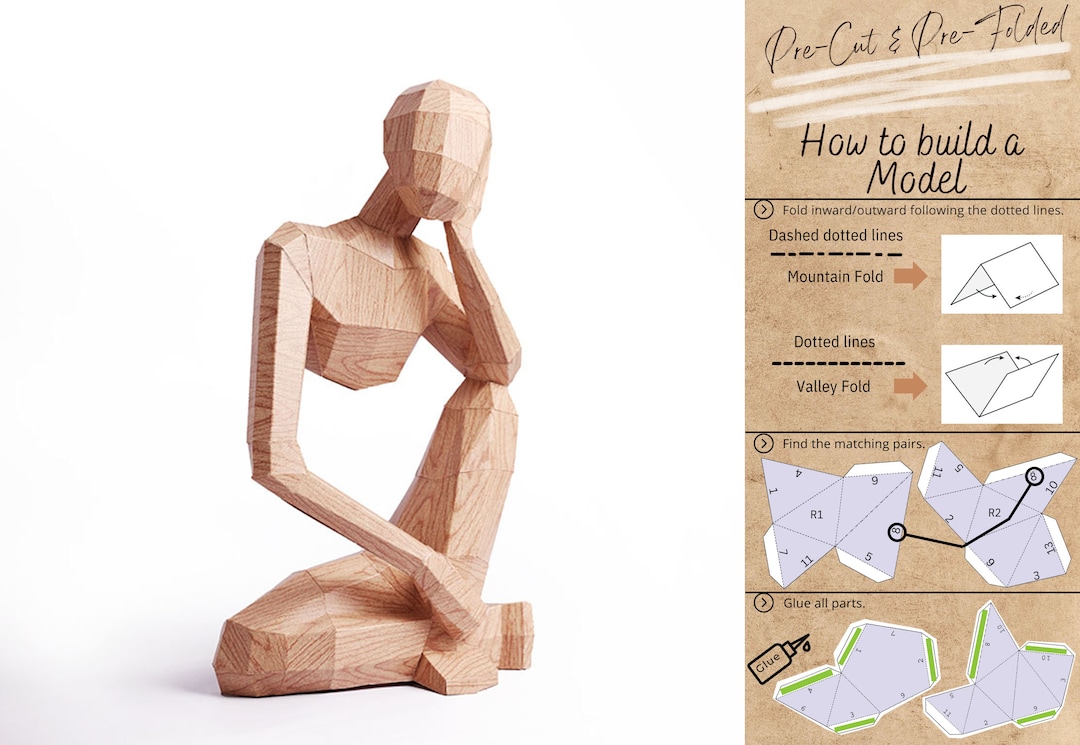 Sculpture 3D Papercraft Kit - Animal Trophy Statue, Sculpture Figure ...