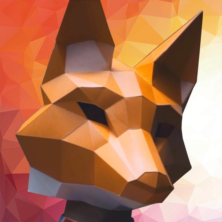 Fox Mask Papercraft Kit 3D Low Poly Paper Mask Fox Head - Etsy
