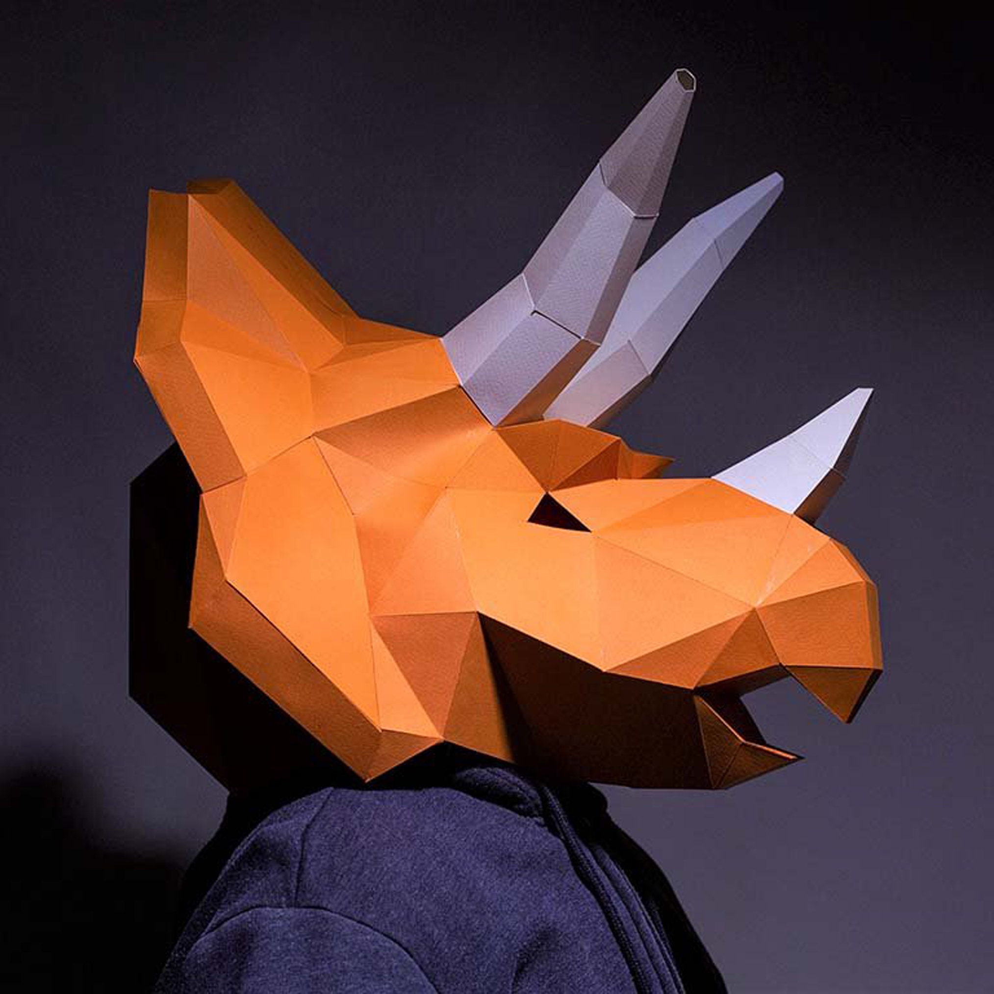Triceratops Mask DIY Paper Head Mask Kit, Pre-cut & Pre-folded - Etsy