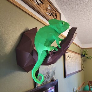 Chameleon 3D Papercraft Kit Animal Trophy Statue Green - Etsy