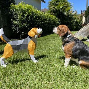Beagle 3D Papercraft Kit Animal Trophy Statue, Beagle Dog Figure Low ...