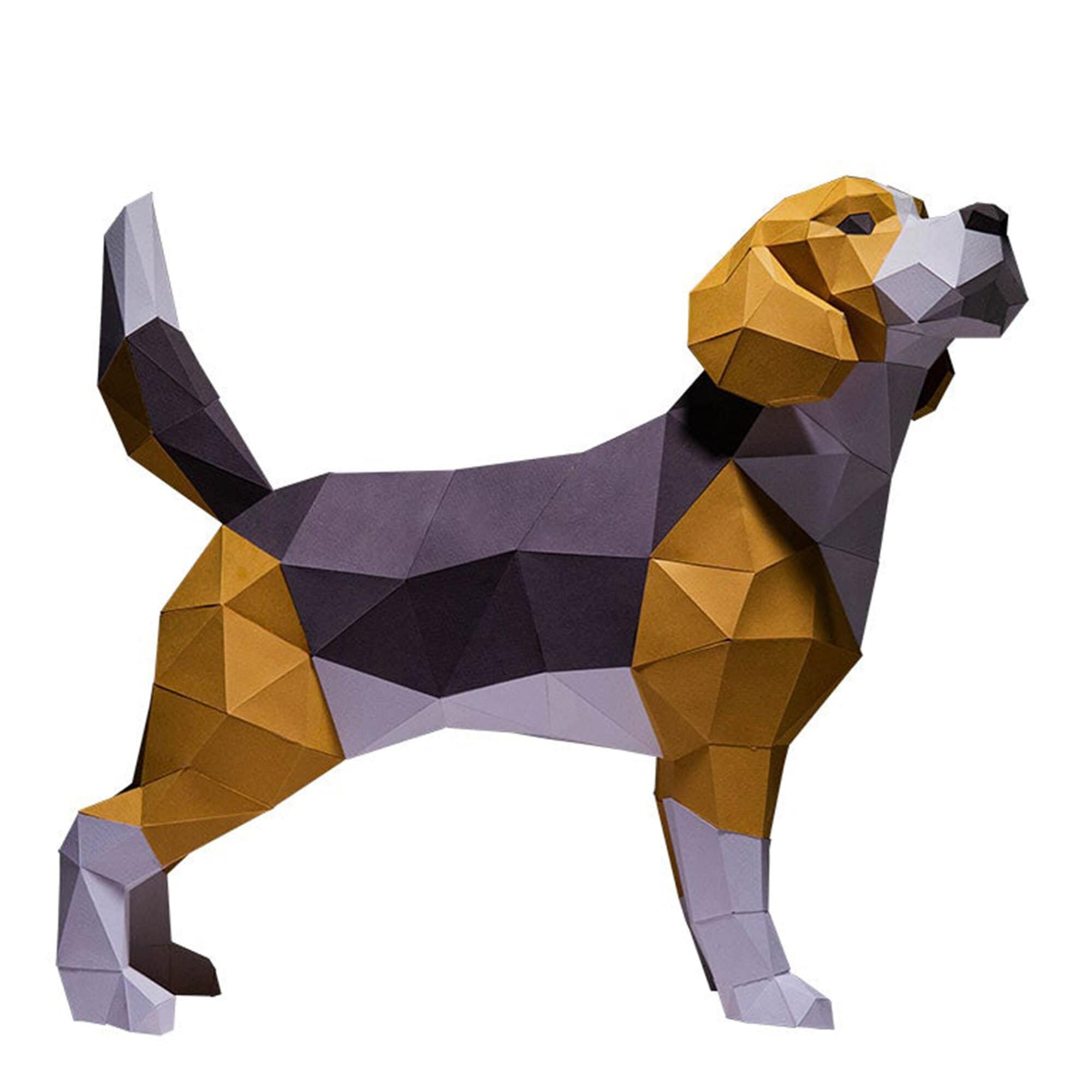 Beagle 3D Papercraft Kit Animal Trophy Statue, Beagle Dog Figure Low ...