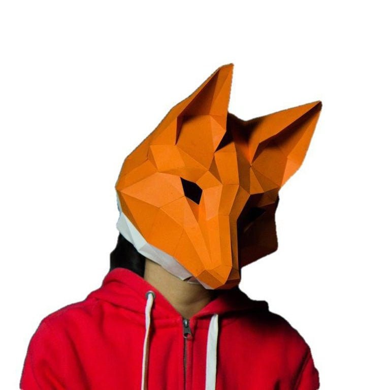 Fox Mask Papercraft Kit 3D Low Poly Paper Mask Fox Head - Etsy