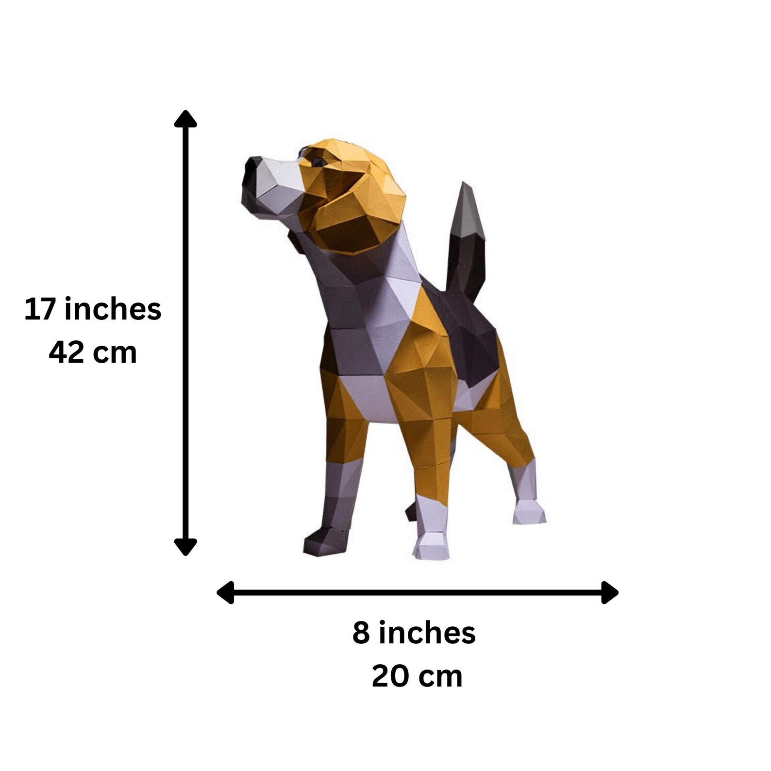 Beagle 3D Papercraft Kit - Animal Trophy Statue, Beagle Dog Figure Low ...