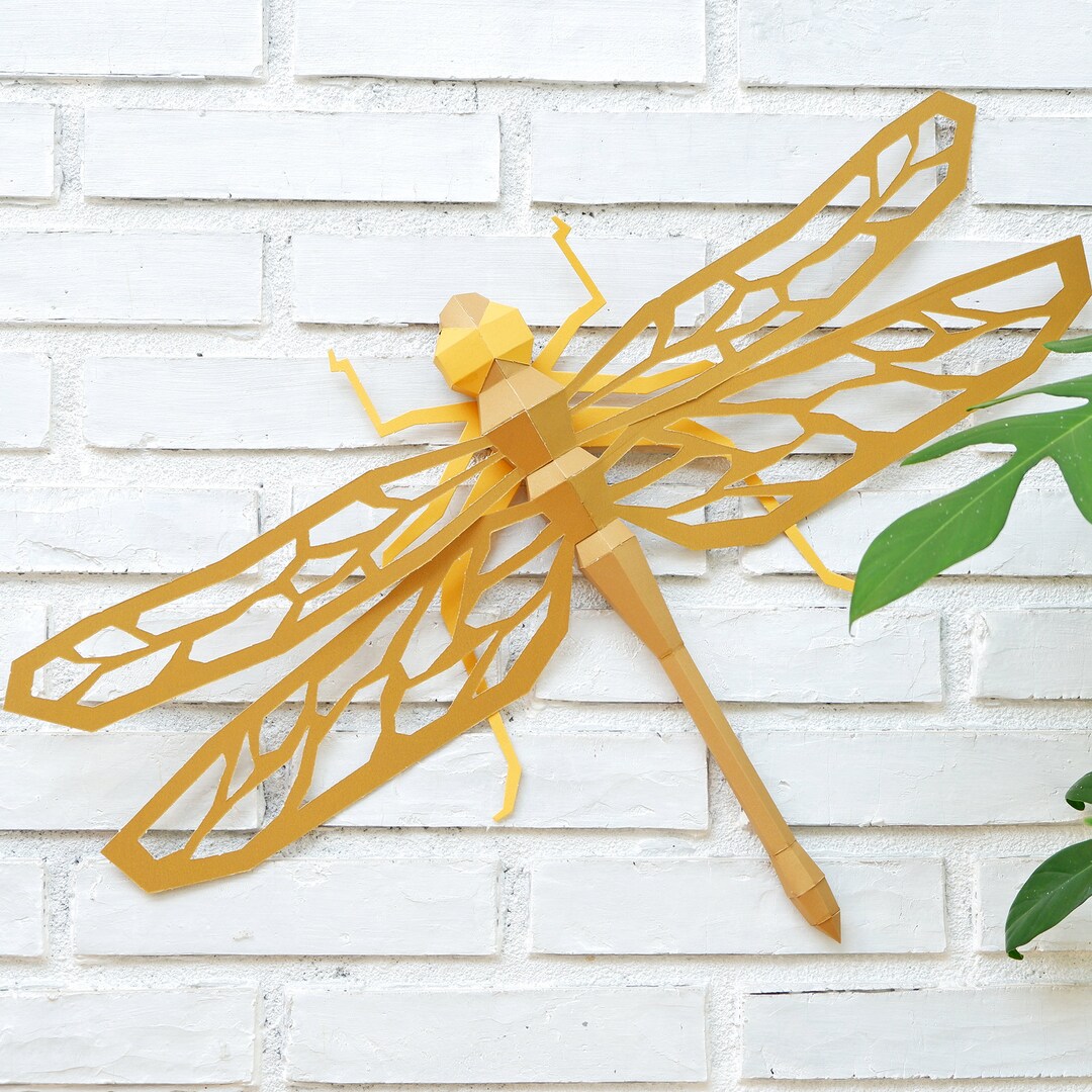 Dragonfly 3D Papercraft Kit Animal Wall Art Decor Low Poly - Etsy