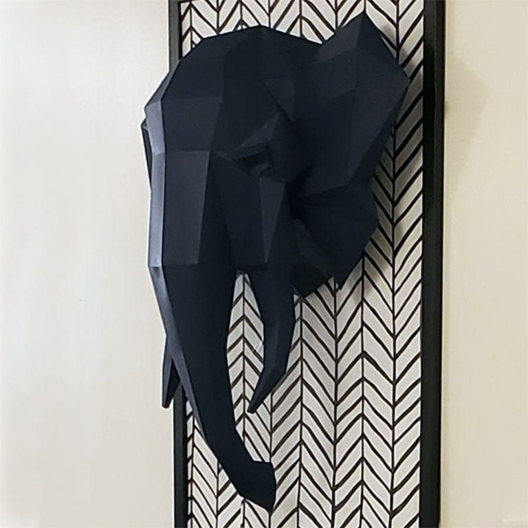 Elephant Head 3D Papercraft Kit Animal Wall Art Decor Low - Etsy
