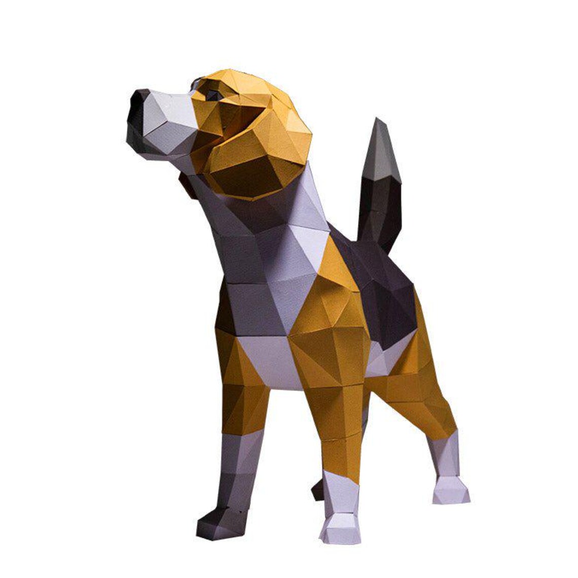 Beagle 3D Papercraft Kit - Animal Trophy Statue, Beagle Dog Figure Low ...