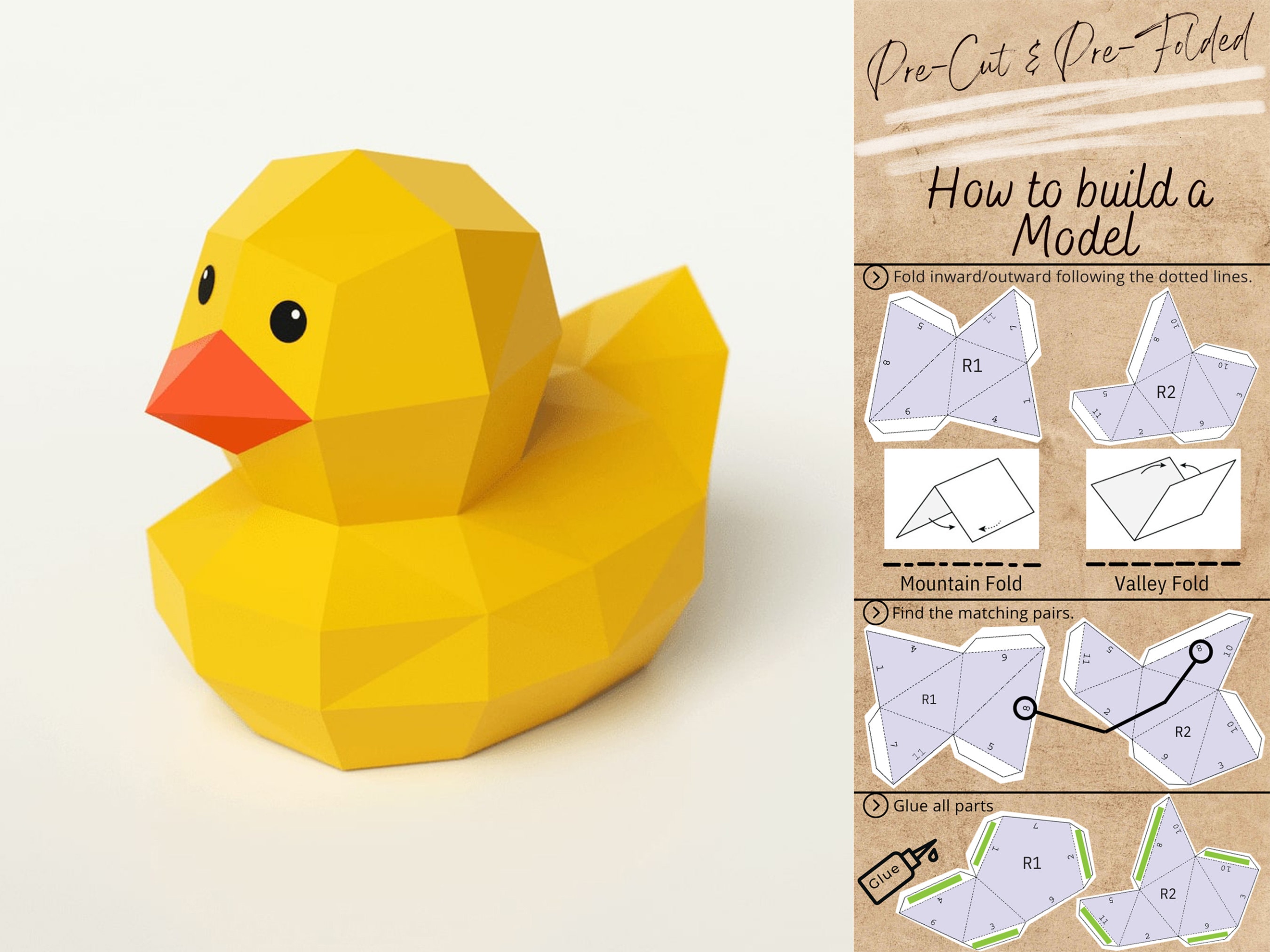 Rubber Duck Model 3D Papercraft Kit Animal Trophy Statue - Etsy