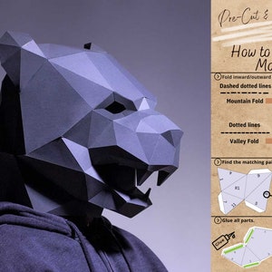 Panther Mask DIY - Paper Head Mask Kit, Pre-cut & Pre-folded - Etsy