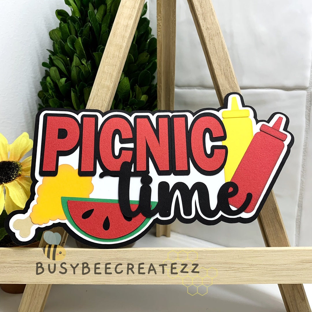 Picnic Time Scrapbook Title Die Cut Embellishment for Summer Layouts ...