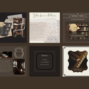 Dark Academia Instagram Post Templates for Canva Old Classic | Etsy