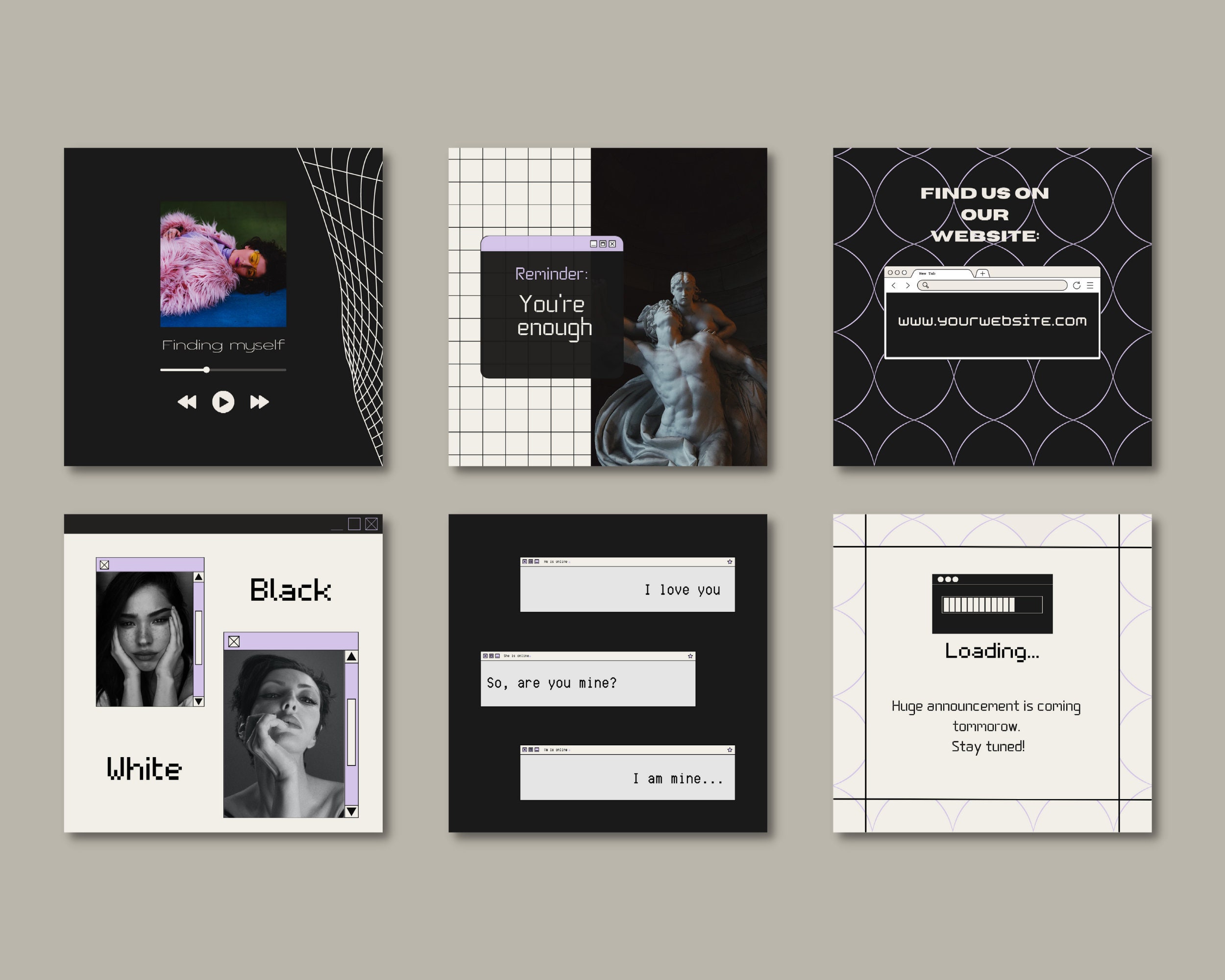 Old Computer Retro Post Templates for Instagram Retro Canva Templates ...