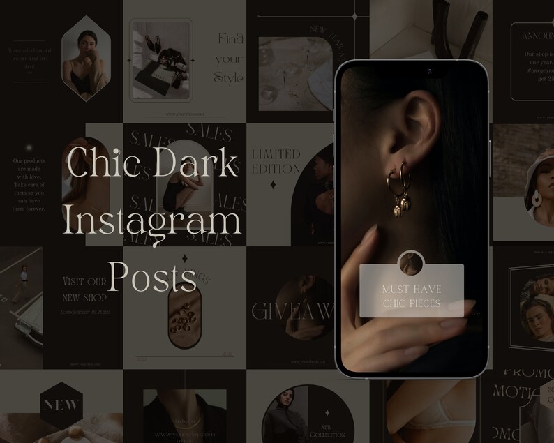Dark Chic Post Templates for Instagram Canva Templates Aesthetic ...
