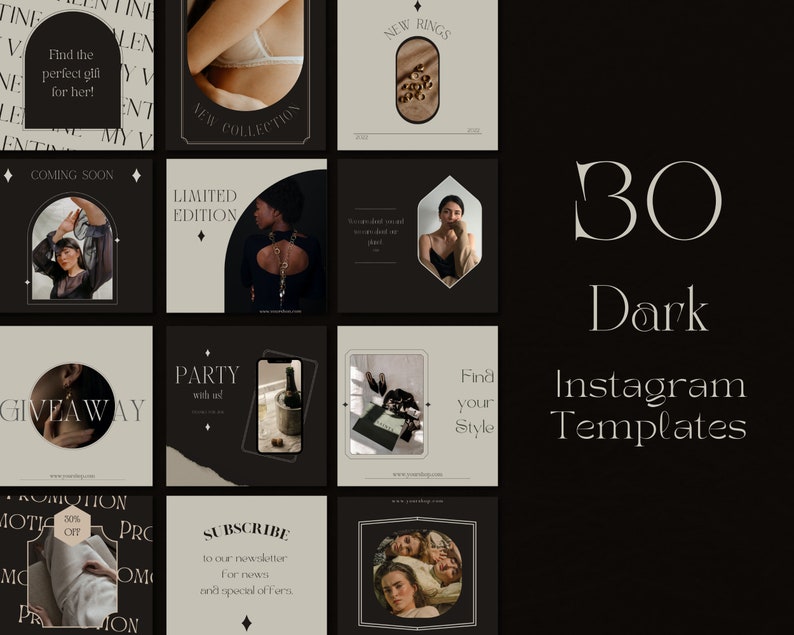 Dark Chic Post Templates for Instagram Canva Templates Aesthetic ...