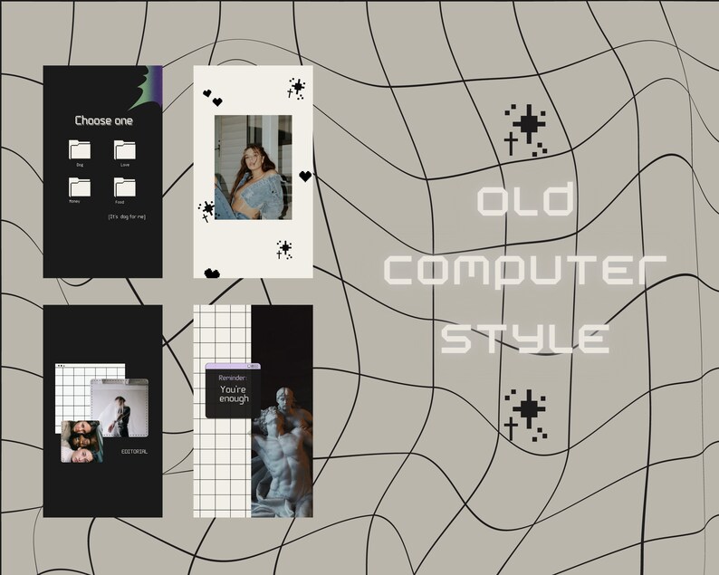 Old Computer Retro Story Templates for Instagram Retro Canva Templates ...
