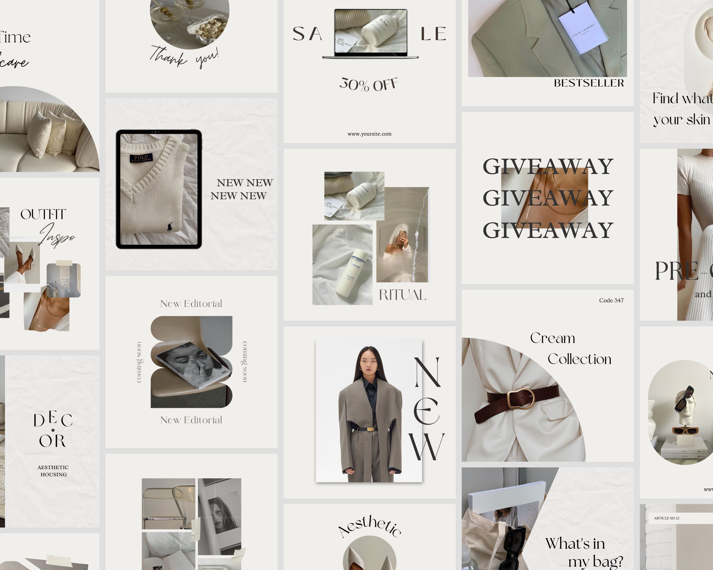 Neutral Modern Post Templates for Instagram Canva Editorial - Etsy