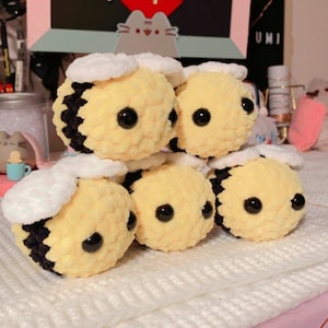 MICRO BEE Tiny Bumblebee Plushie Cute Crochet Fuzzy Bee Amigurumi Soft ...