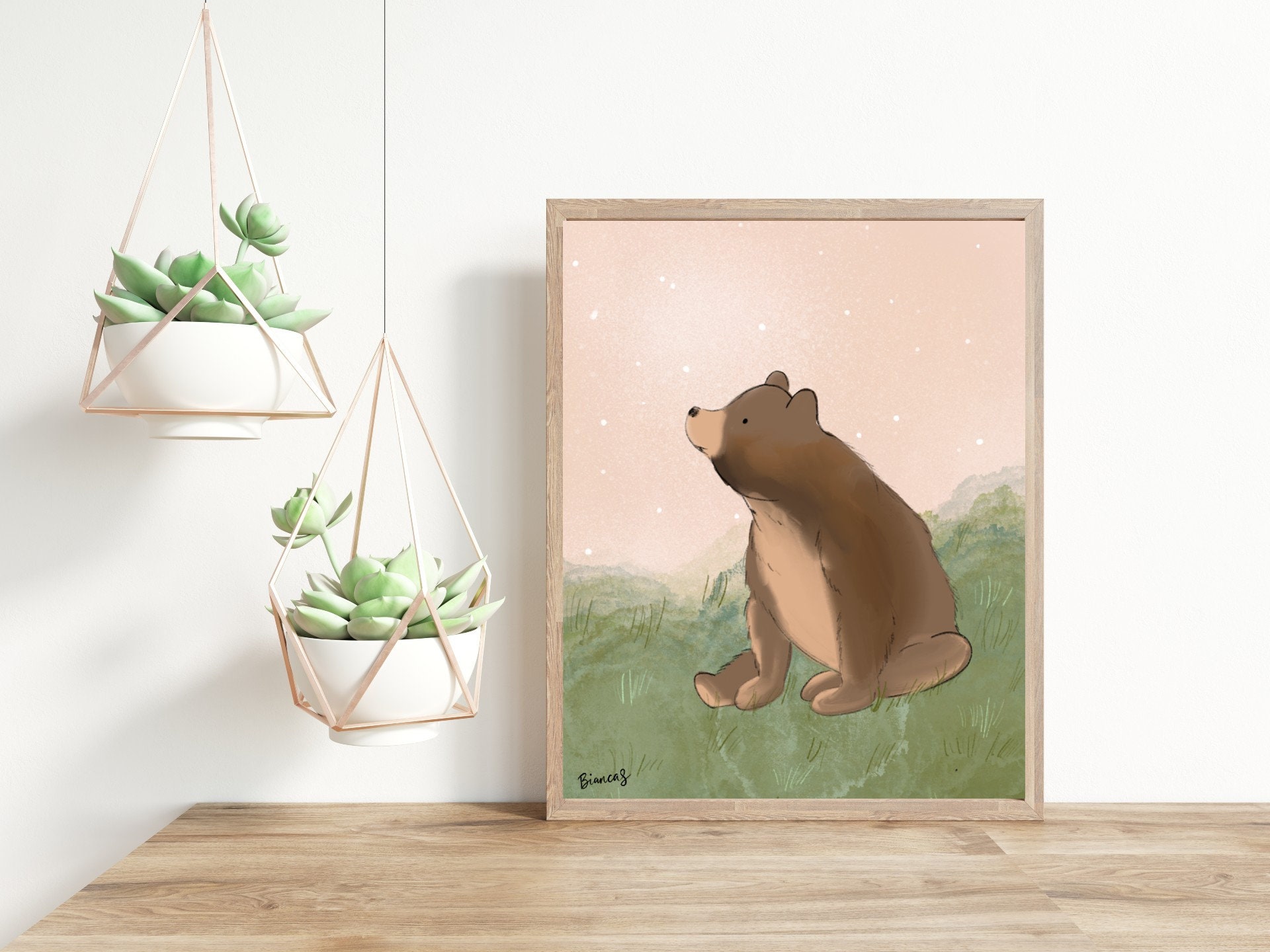 Bear Illustration | Bear Sitting | Bear Cub Drawing | 8"x10" Wall Decor ...