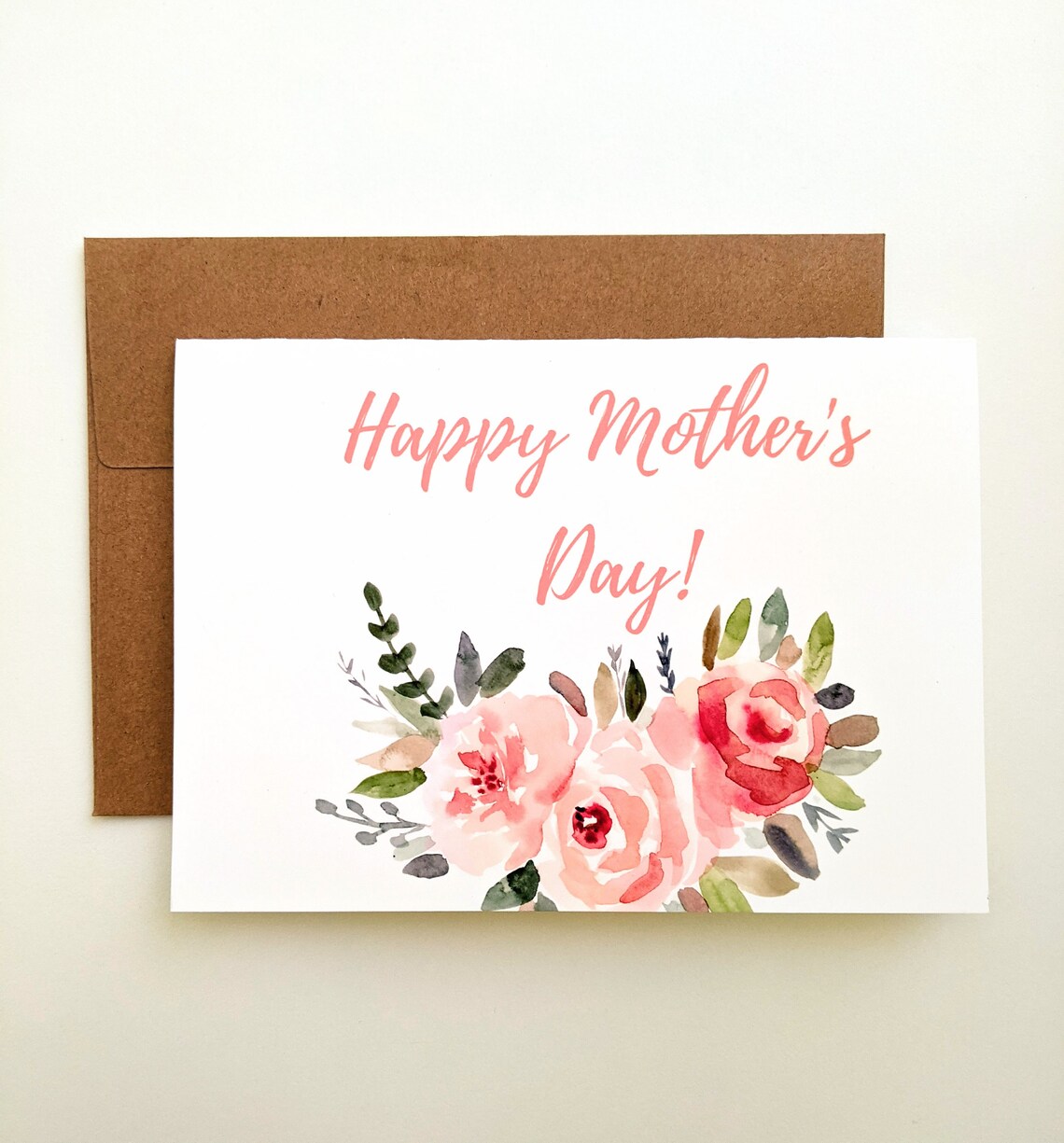 Pretty Watercolor Mothers Day Card, Happy Mothers Day Card, Folded ...
