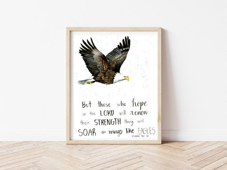 Watercolor Scripture PRINT, Soar on Wings Like Eagles, Aesthetic Eagle ...