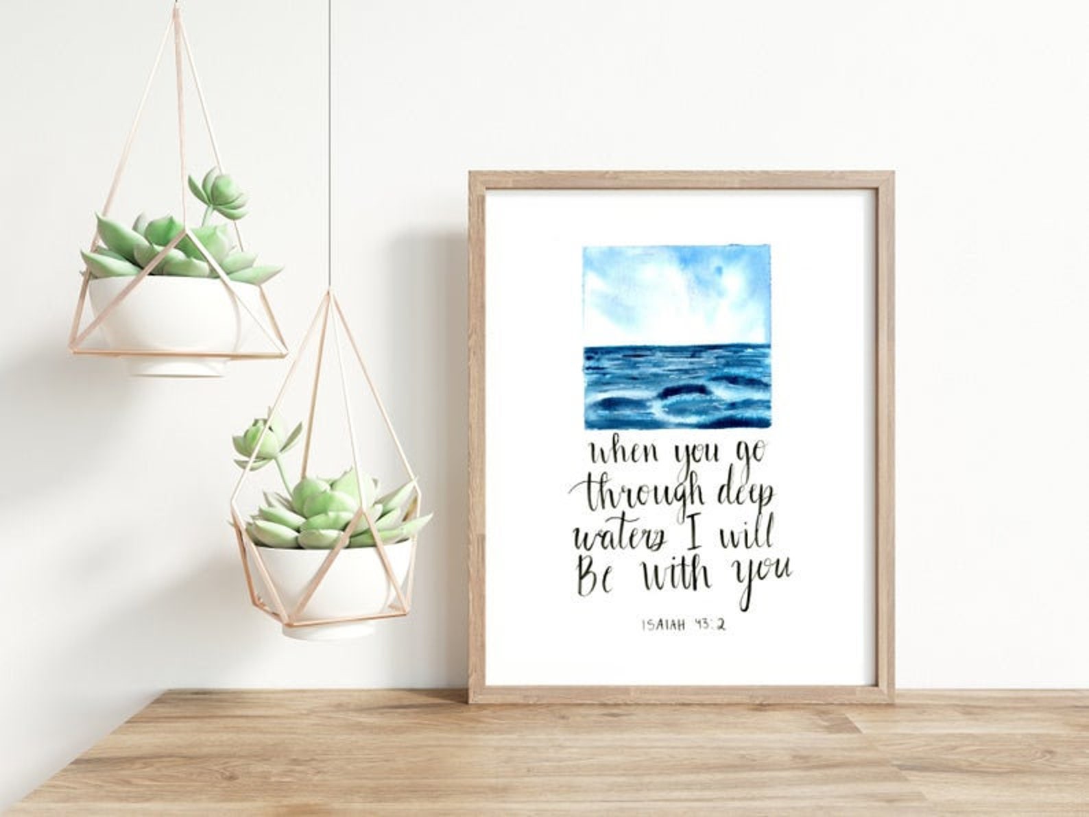 Watercolor Ocean Scripture PRINT, Bible Verse Wall Art, 8.5"x11" Hand ...