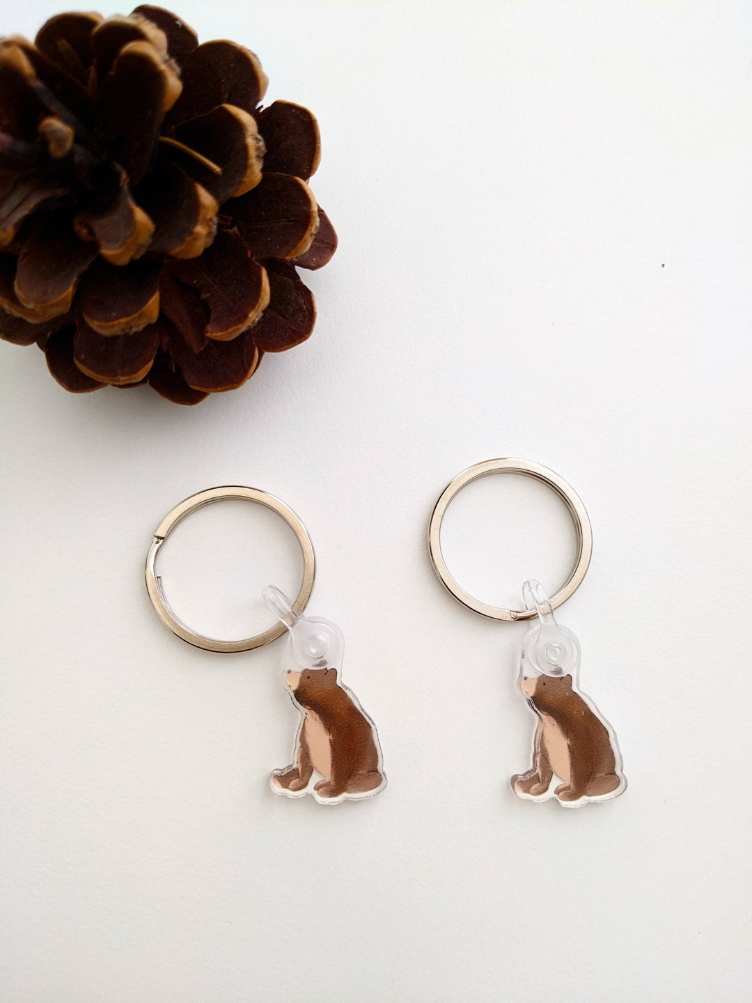 Bear Keychains | Sitting Bear Illustration | Tiny Keychain | Adorable ...