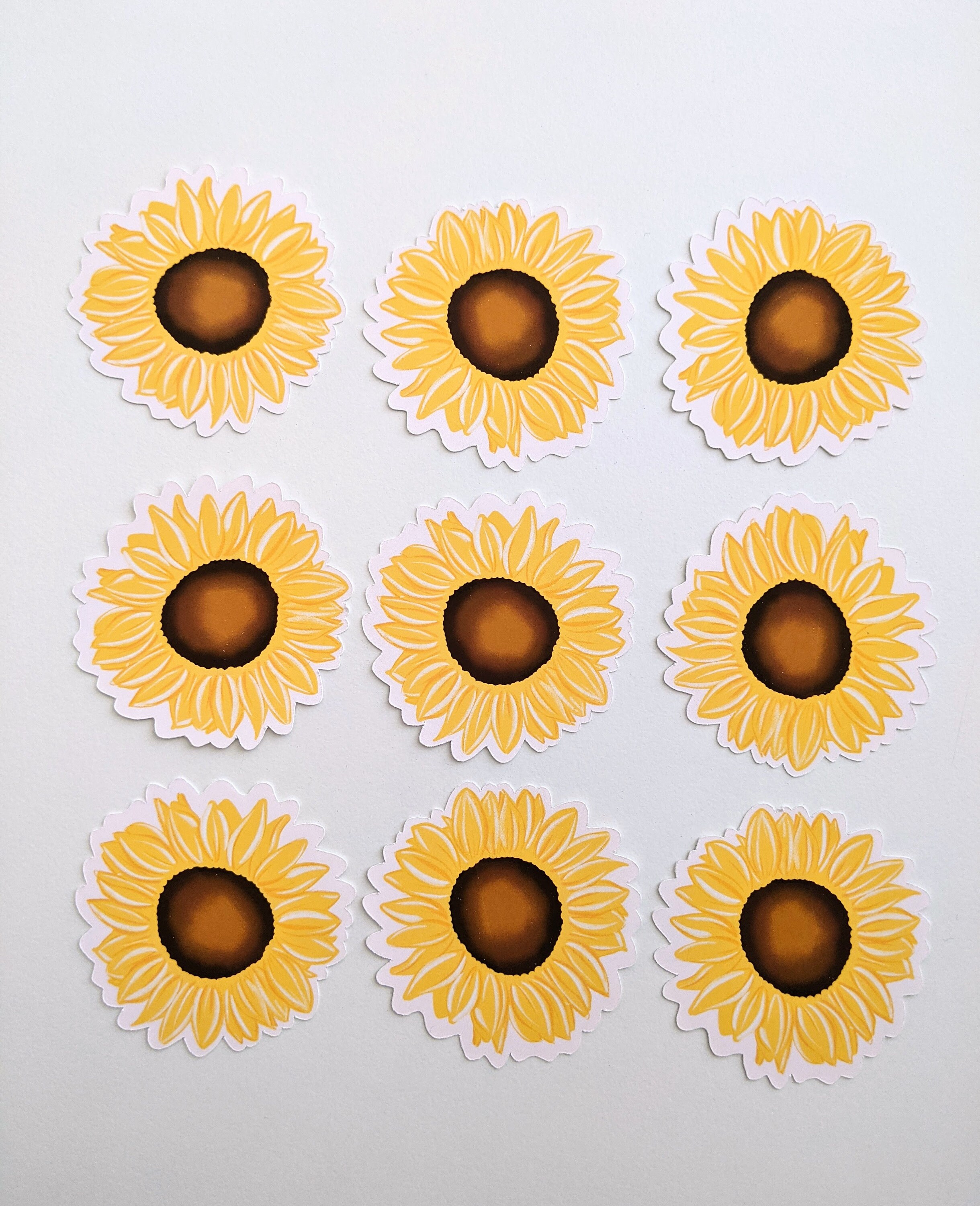 Sunflower Vinyl Sticker, Hand Drawn Floral Sticker, Summer, for Laptops ...