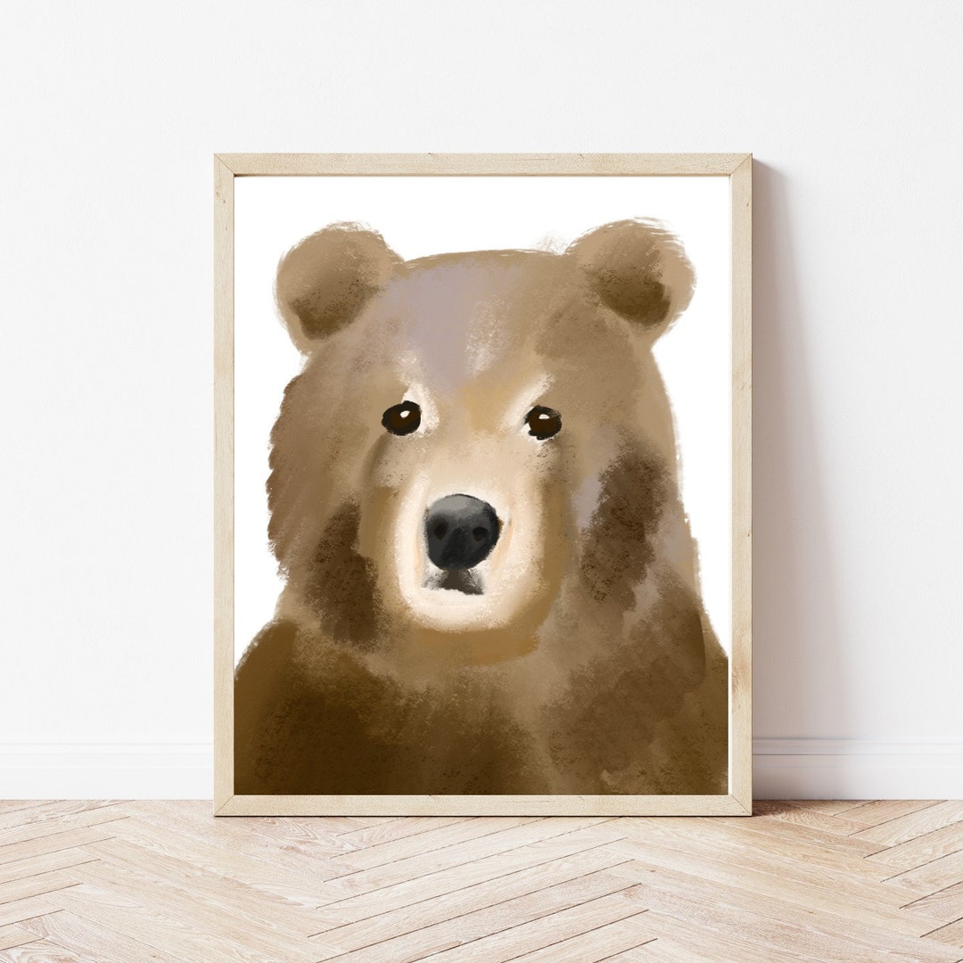 Grizzly Bear Printable, Wall Decor, Minimalist Art Print, Cute Bear ...