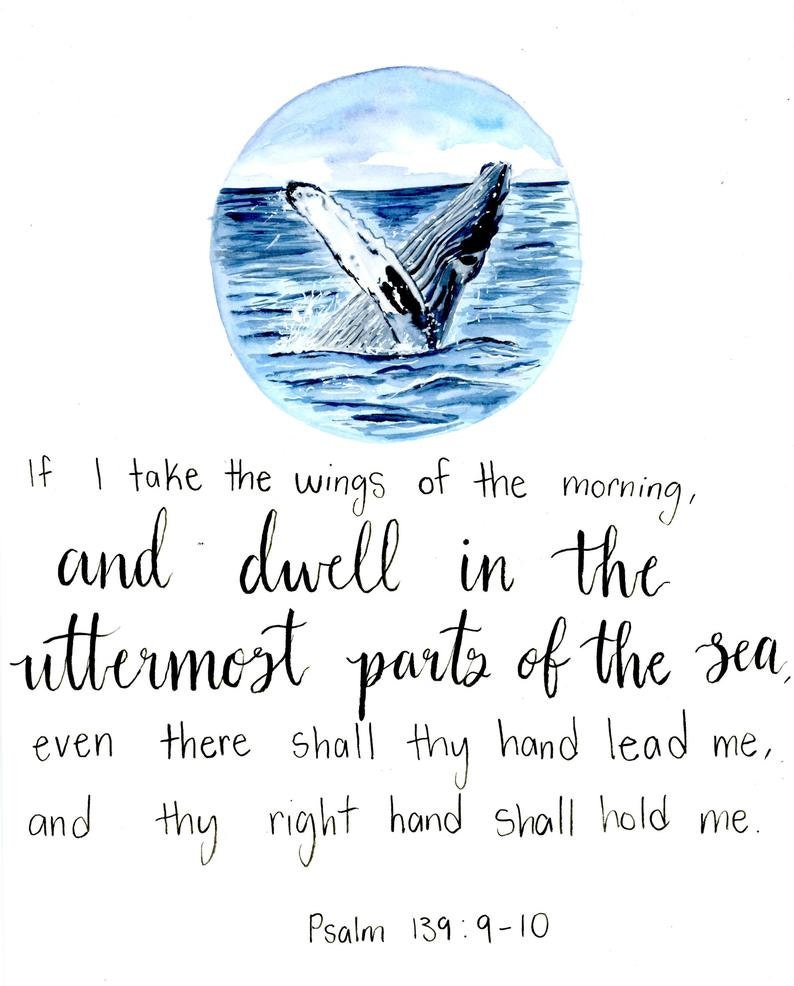 Psalm 139 Watercolor Painting PRINT Whale Scripture Artwork - Etsy