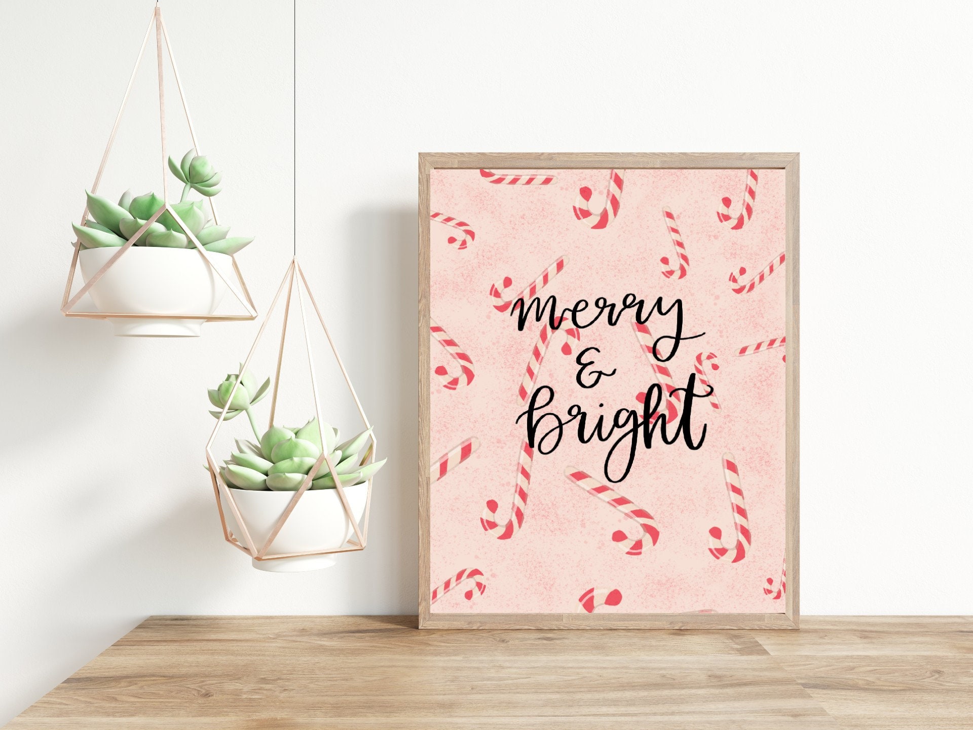 Merry and Bright Digital Download, Christmas Printable, Candy Cane Wall ...