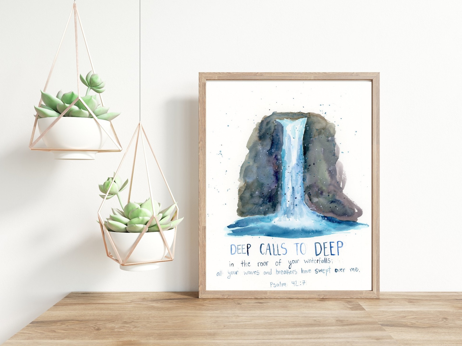 Psalm 42:7 Watercolor Painting PRINT, Waterfall Scripture Artwork, 8.5 ...
