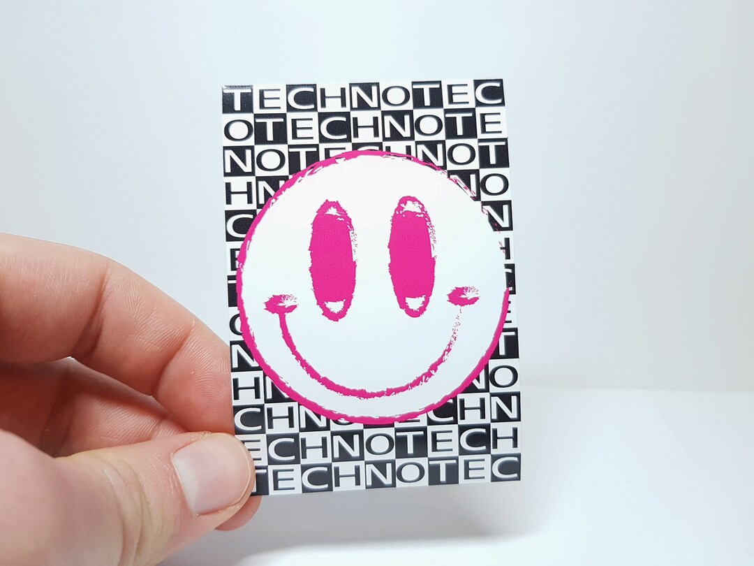 Aesthetic Sticker "techno Smiley" Get Your Groove on With the Pink ...